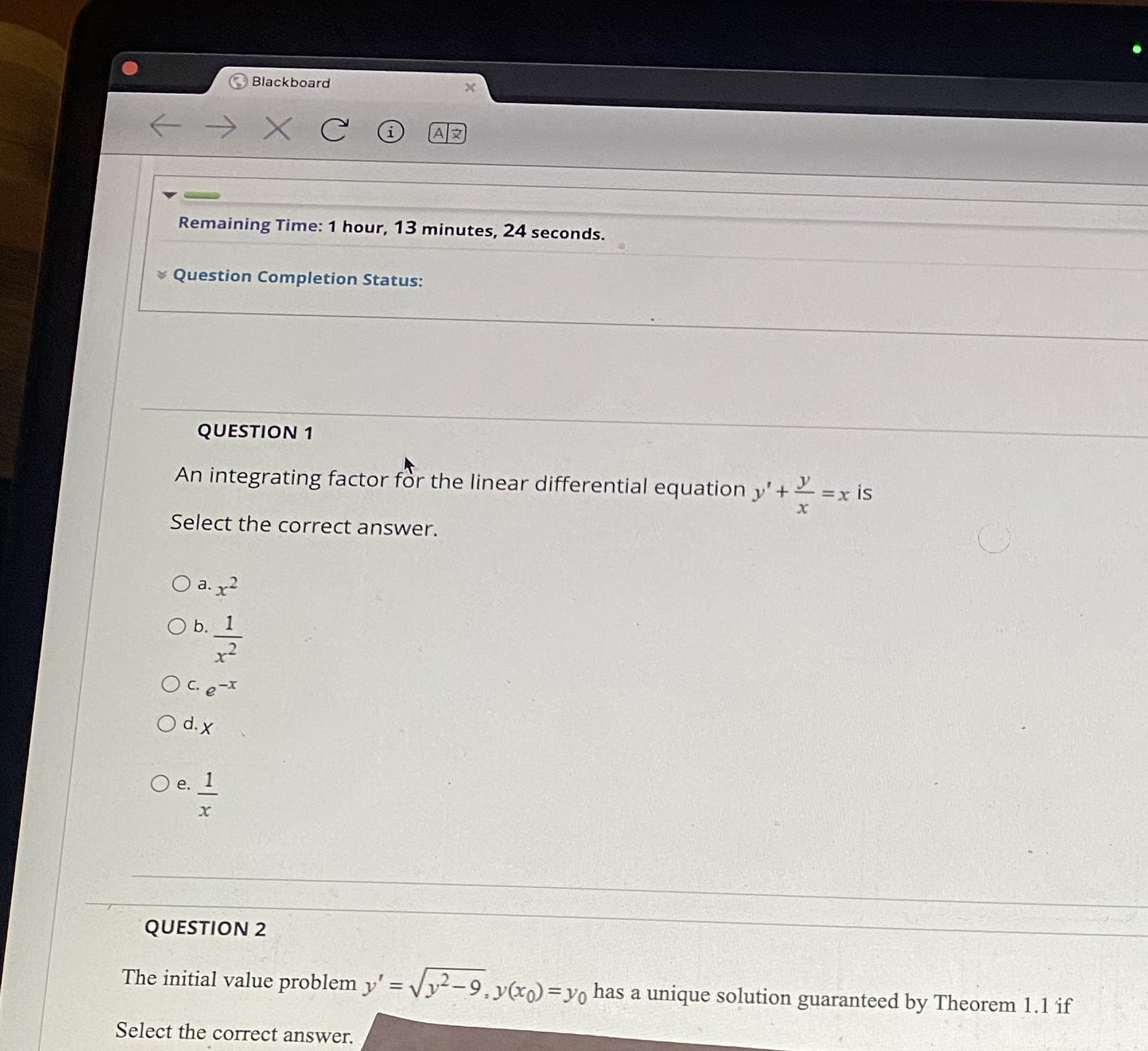 Solved QUESTION 1An integrating factor for the linear | Chegg.com