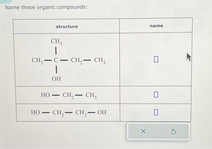Solved Name these organic compounds: structure CH3 1 CH3-C I | Chegg.com