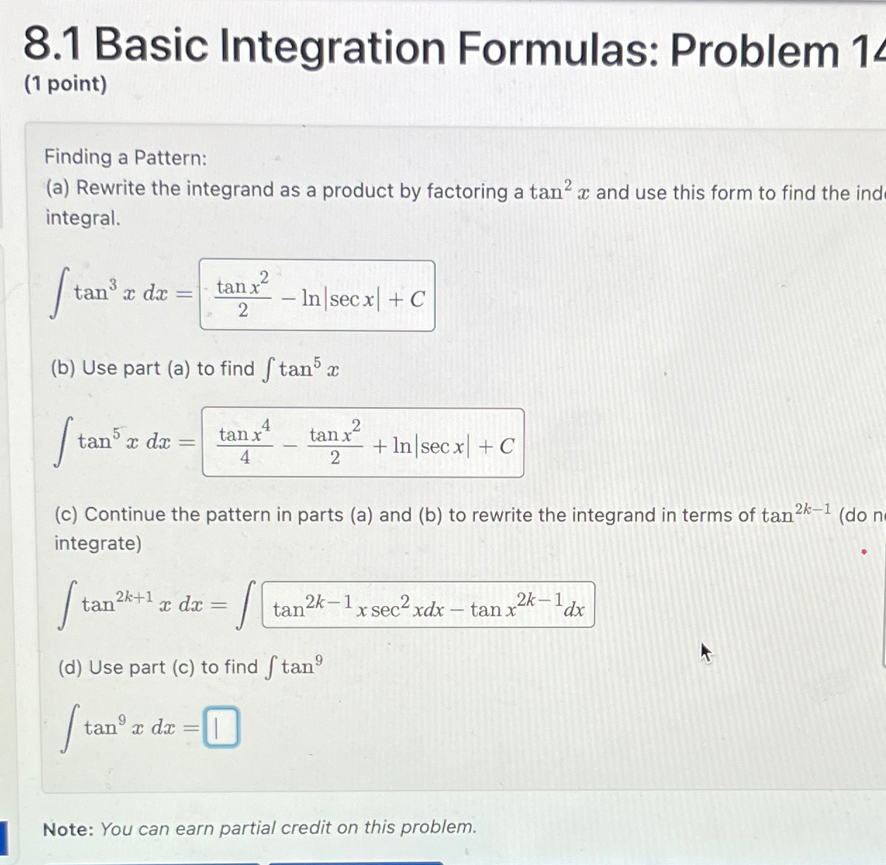 Solved 8.1 ﻿Basic Integration Formulas: Problem 14(1 | Chegg.com