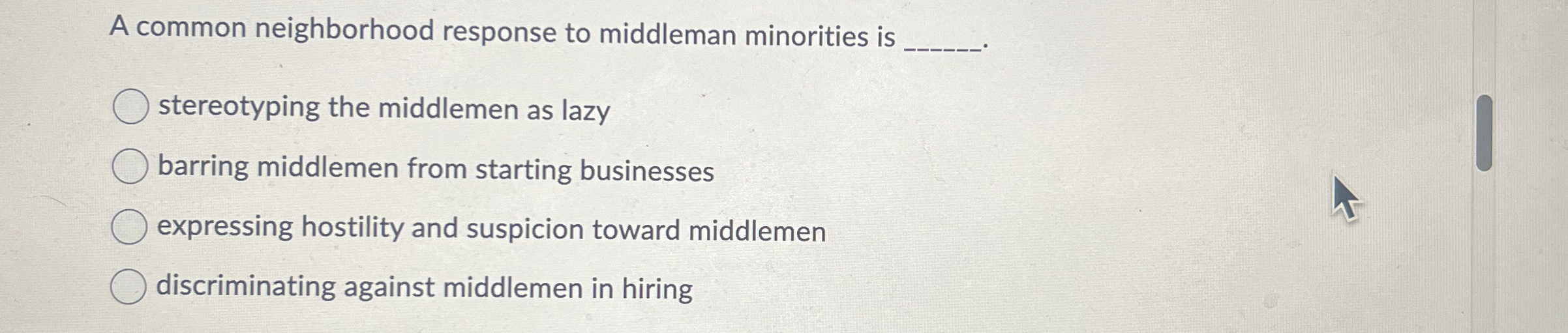 Solved A common neighborhood response to middleman | Chegg.com