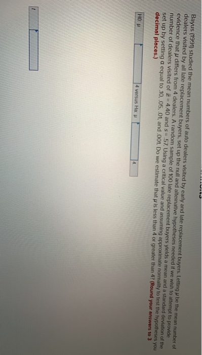 Solved Bayus (1991) studied the mean numbers of auto dealers | Chegg.com