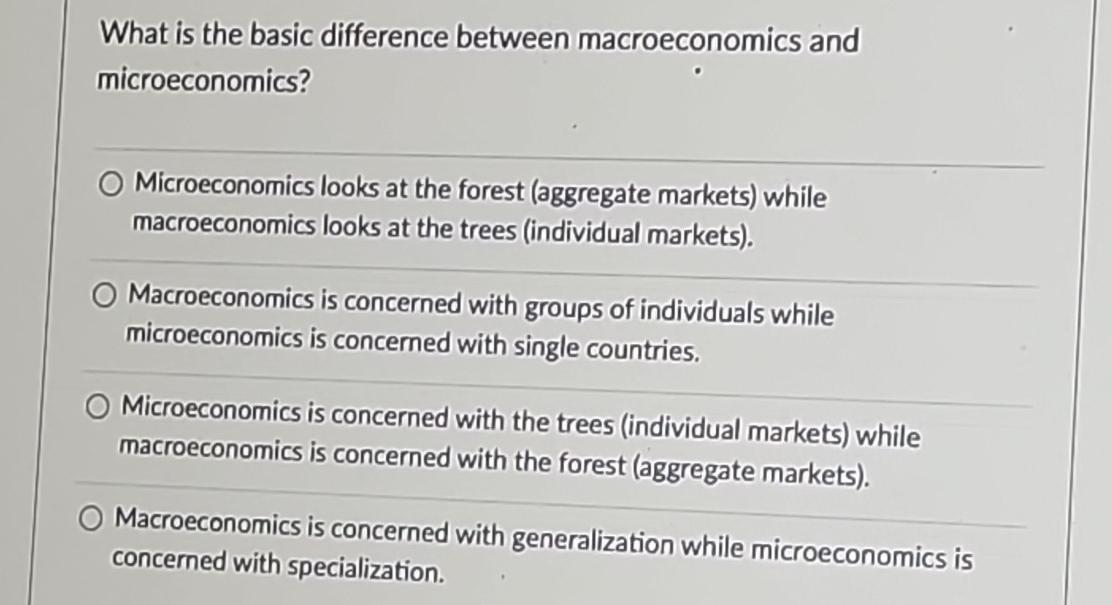 Solved What is the basic difference between macroeconomics | Chegg.com