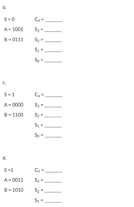 Solved Input values for the adder-subtractor circuit above | Chegg.com