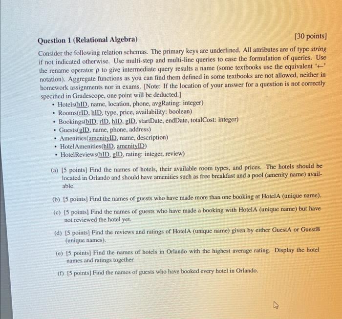 Relational Algebra Questions And Answers