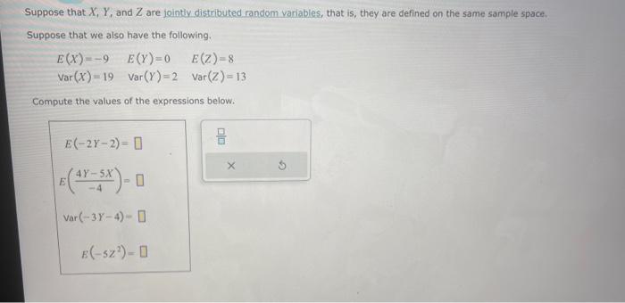Solved Suppose that X,Y, and Z are jointly distributed | Chegg.com