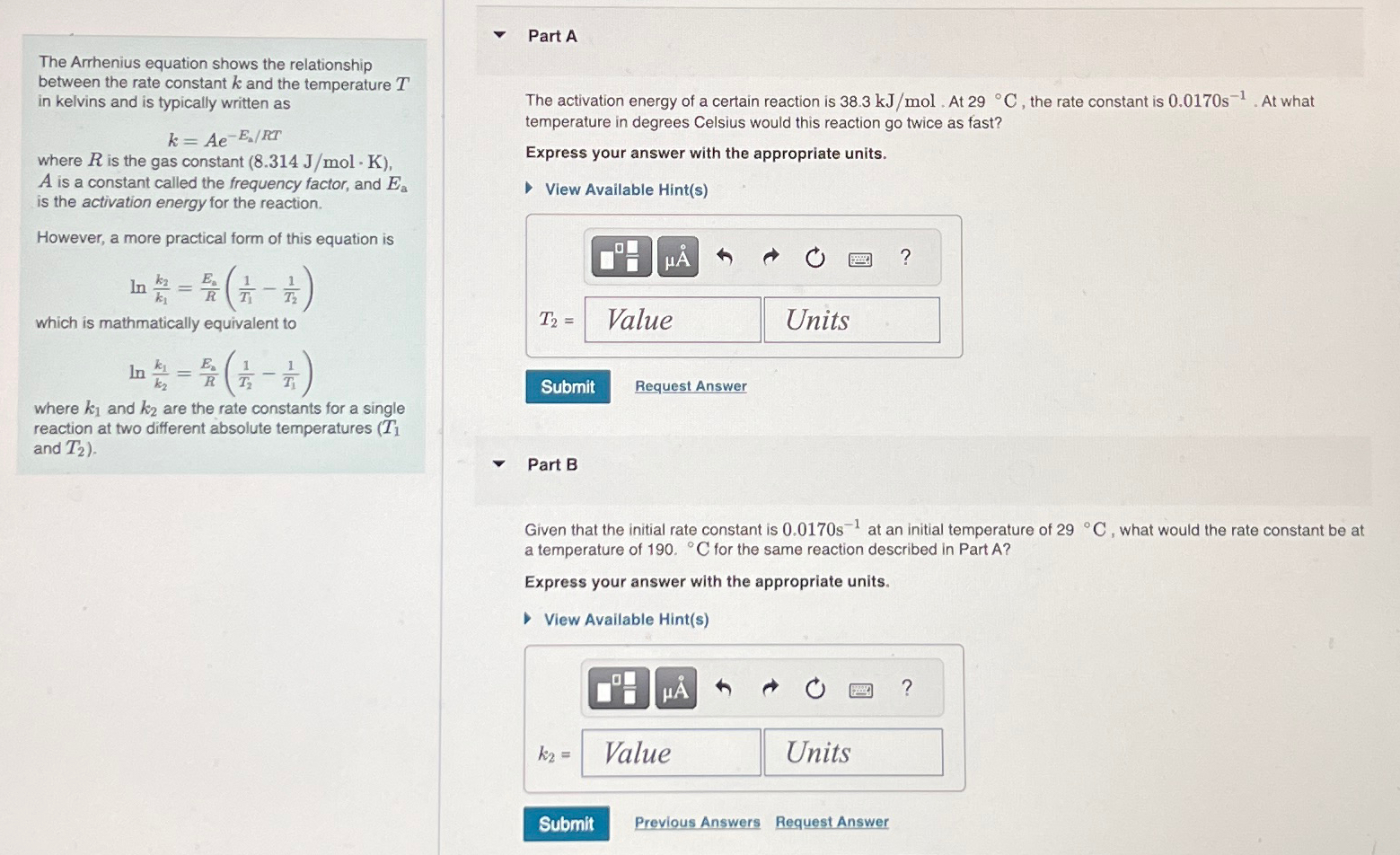 Solved The Arrhenius equation shows the relationship between | Chegg.com