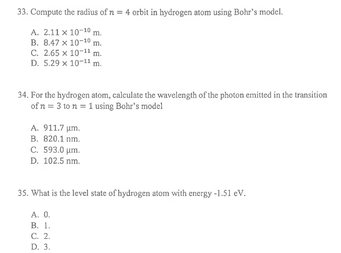 Solved Compute the radius of n=4 ﻿orbit in hydrogen atom | Chegg.com