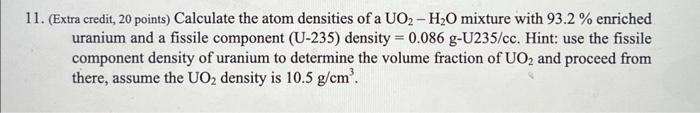 Solved 11. (Extra credit, 20 points) Calculate the atom | Chegg.com