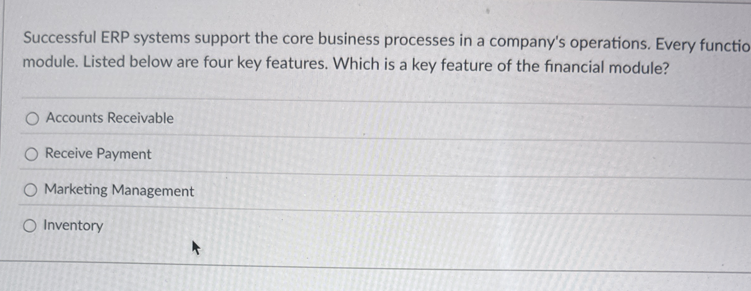 Solved Successful ERP systems support the core business | Chegg.com