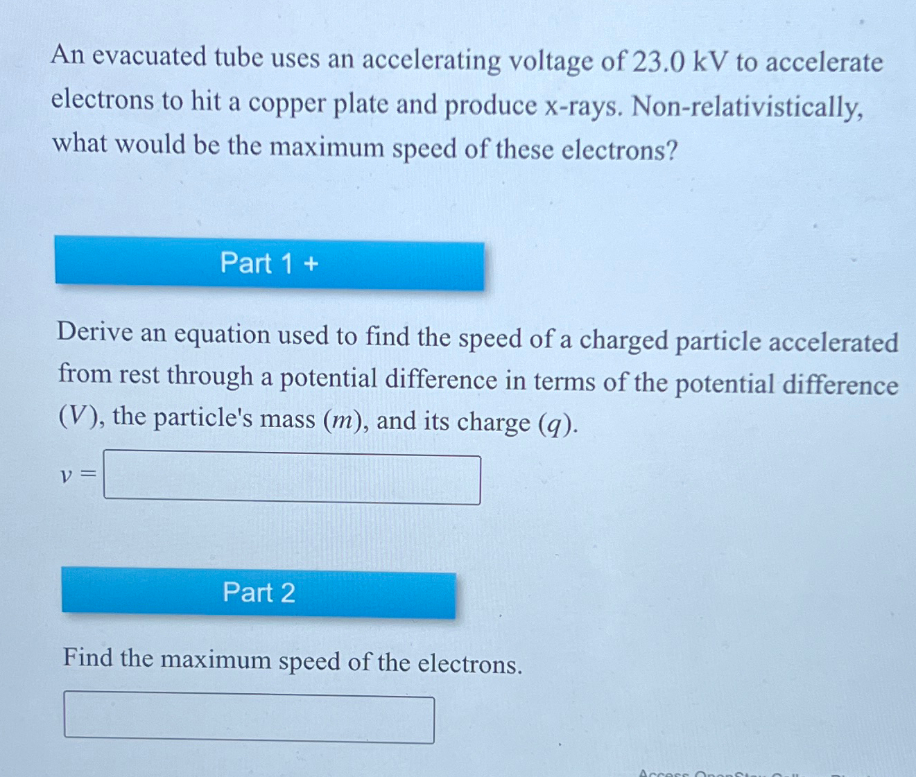 Solved An evacuated tube uses an accelerating voltage of | Chegg.com