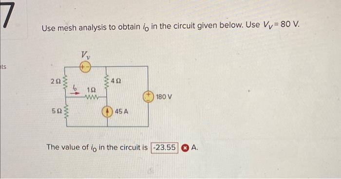 Solved Use mesh analysis to obtain i0 in the circuit given | Chegg.com