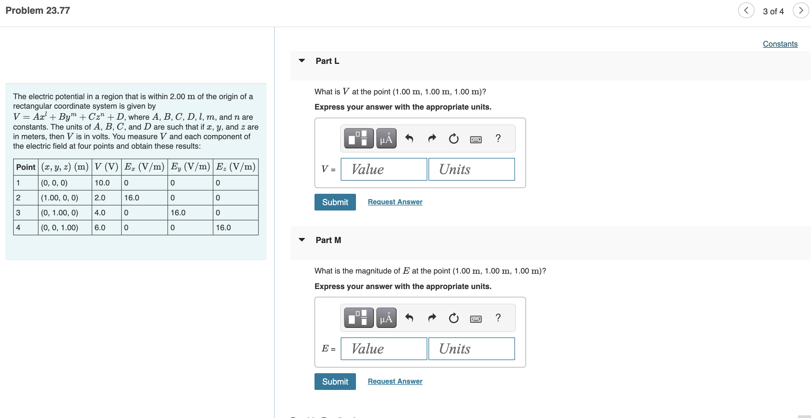 Solved The electric potential in a region that is within | Chegg.com