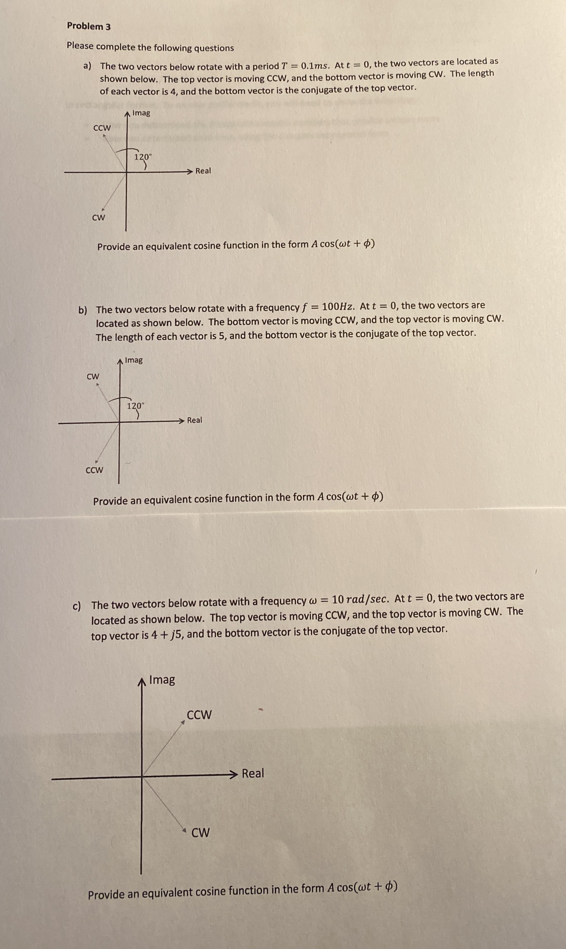 Solved c) ﻿The two vectors below rotate with a frequency | Chegg.com