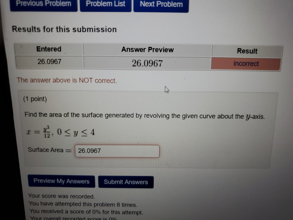 Solved Previous Problem Problem List Next Problem Results