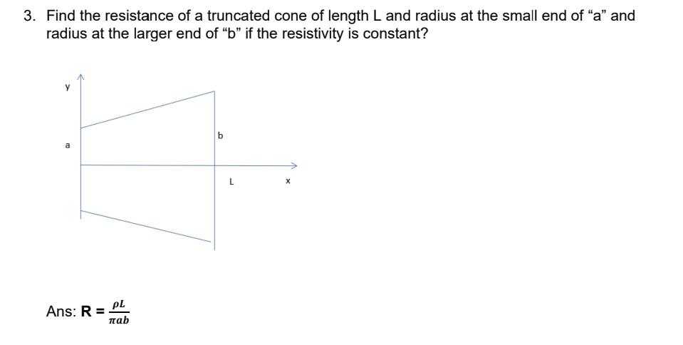 Solved 3. Find the resistance of a truncated cone of length | Chegg.com