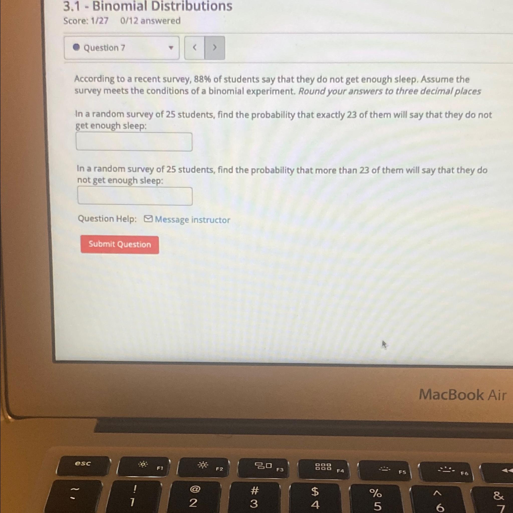 3.1 - ﻿Binomial DistributionsScore: 127,012 | Chegg.com
