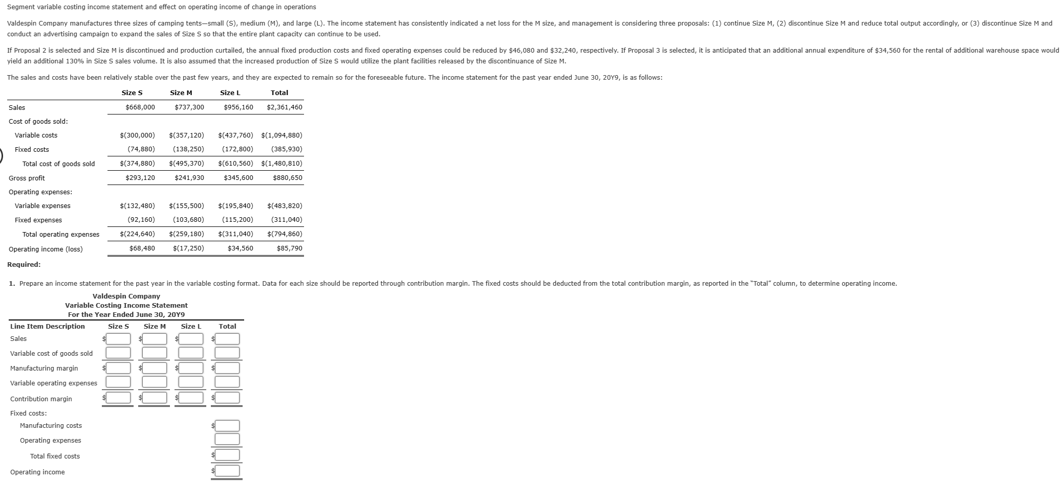 Solved Segment variable costing income statement and effect | Chegg.com