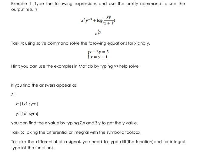 Solved Exercise 1: Type the following expressions and use | Chegg.com