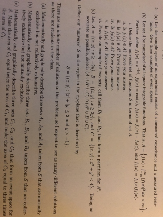 Solved 2. (a) Let the sample space of an experiment consist | Chegg.com