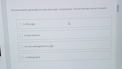 Solved Documentation generally involves two main components. | Chegg.com