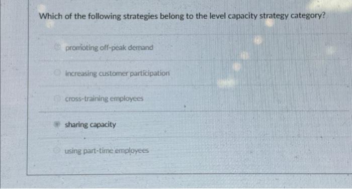 Solved Which of the following strategies belong to the level | Chegg.com