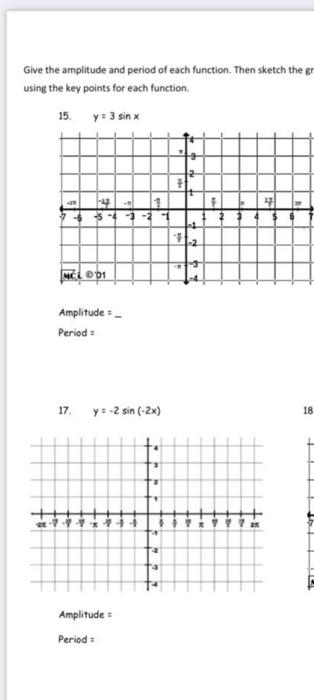 Solved Give the amplitude and period of each function. Then | Chegg.com