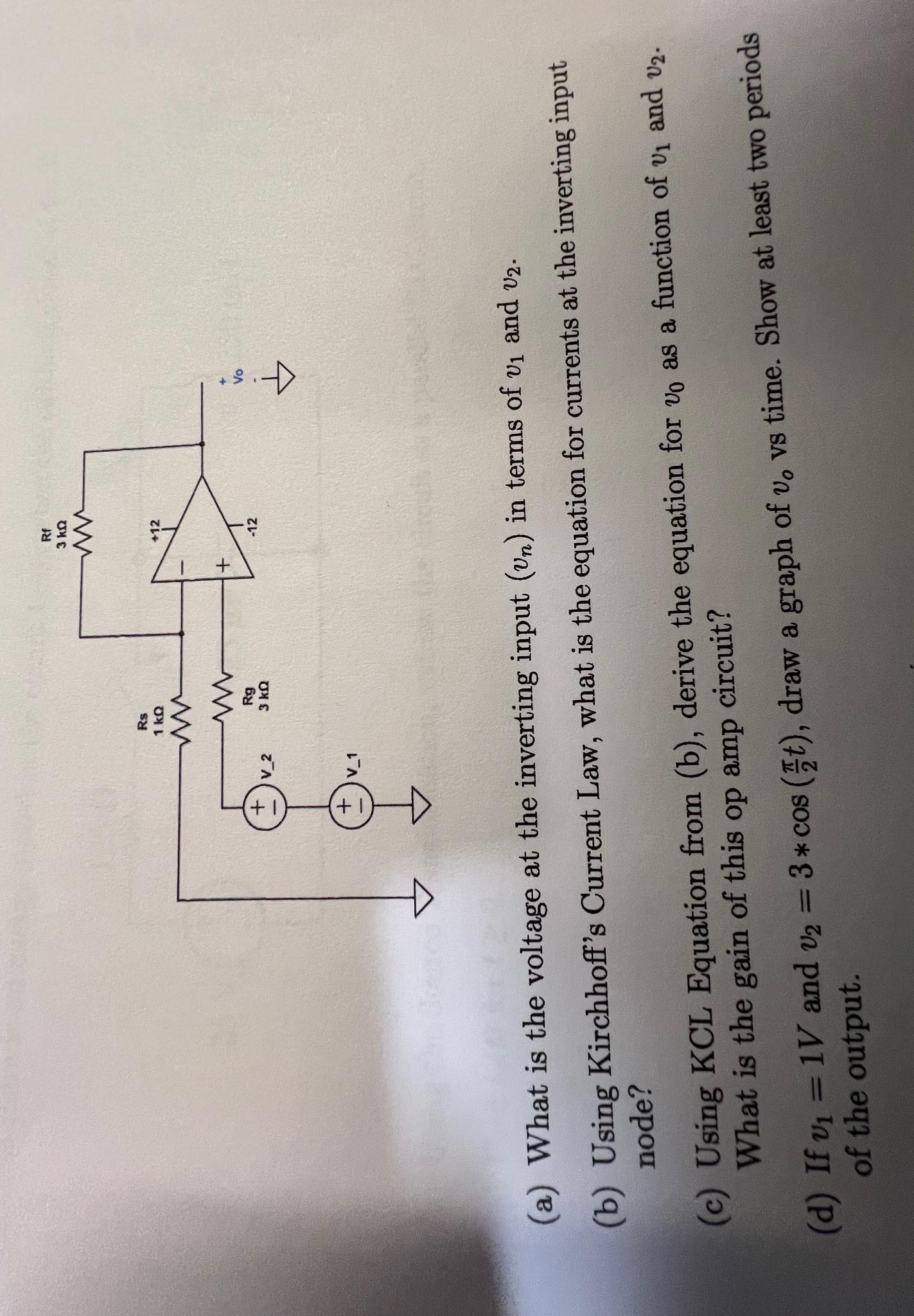 (a) ﻿What is the voltage at the inverting input (vn) | Chegg.com