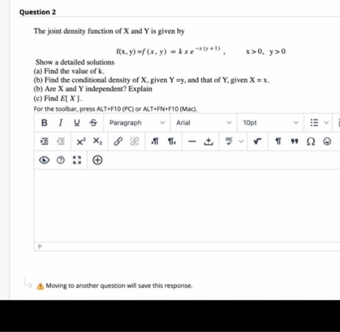 Solved The joint density function of X and Y is given by | Chegg.com