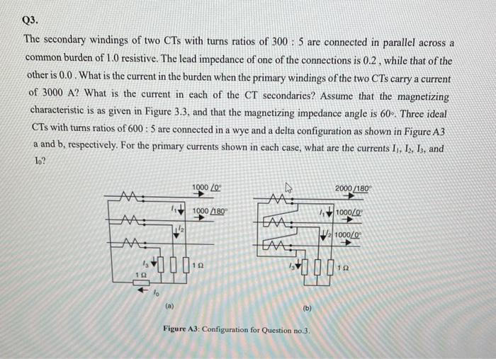 Solved Q3. The secondary windings of two CTs with turns | Chegg.com