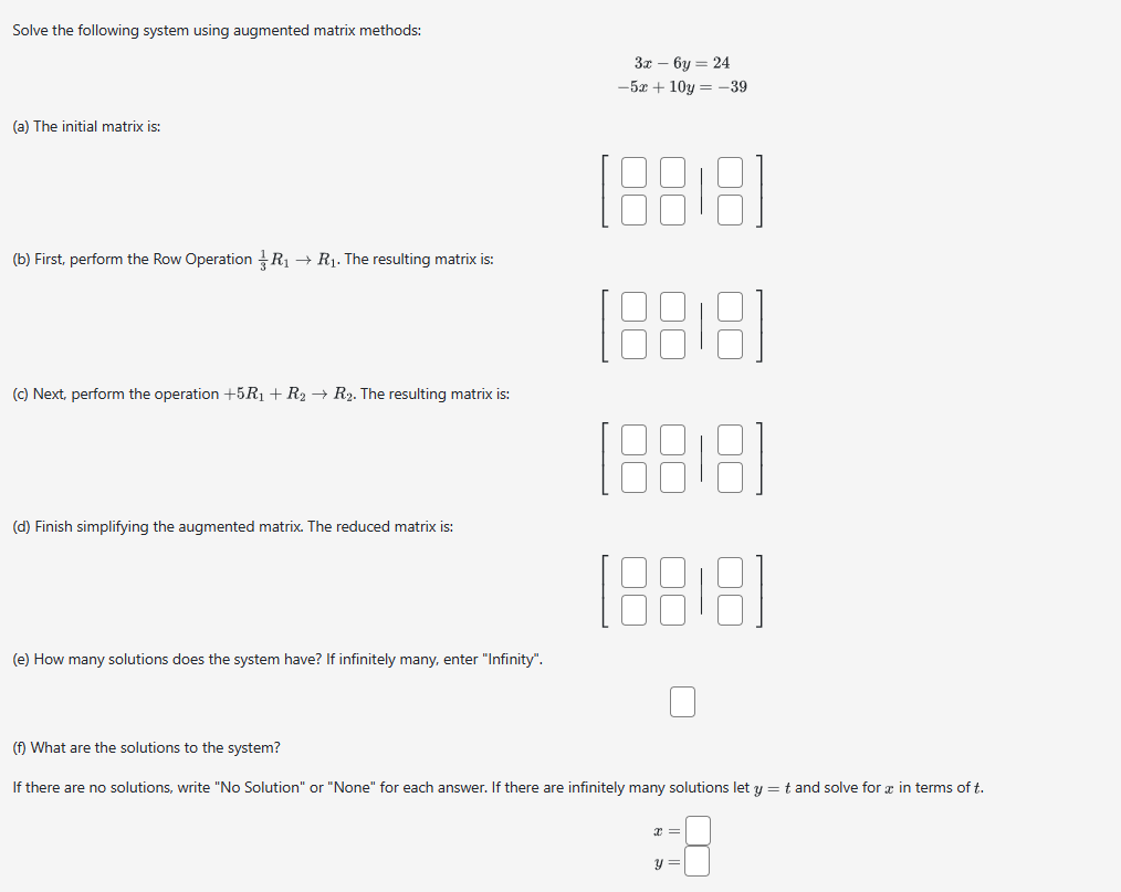 Solved Solve the following system using augmented matrix | Chegg.com