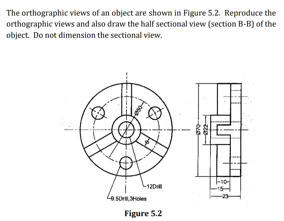 Solved The orthographic views of an object are shown in | Chegg.com