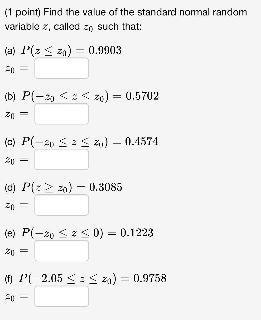Solved (1 ﻿point) ﻿Find the value of the standard normal | Chegg.com