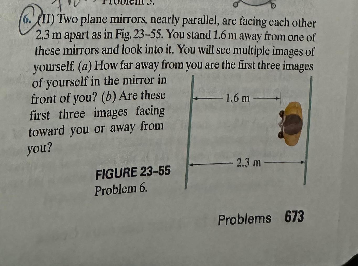 Solved (II) ﻿Two plane mirrors, nearly parallel, are facing | Chegg.com