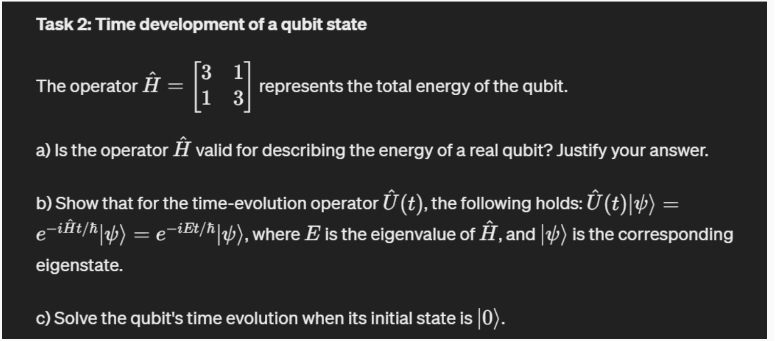 solve Task 2: Time development of a qubit stateThe | Chegg.com