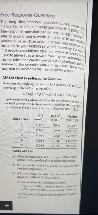 Solved Free-Response Questions The long free-response | Chegg.com
