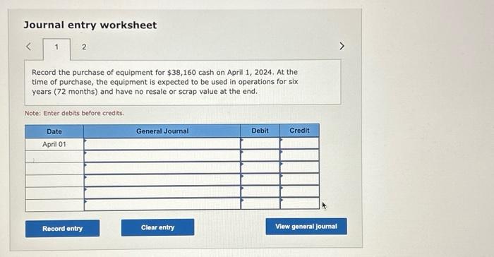 Solved Journal entry worksheet Record the purchase of | Chegg.com