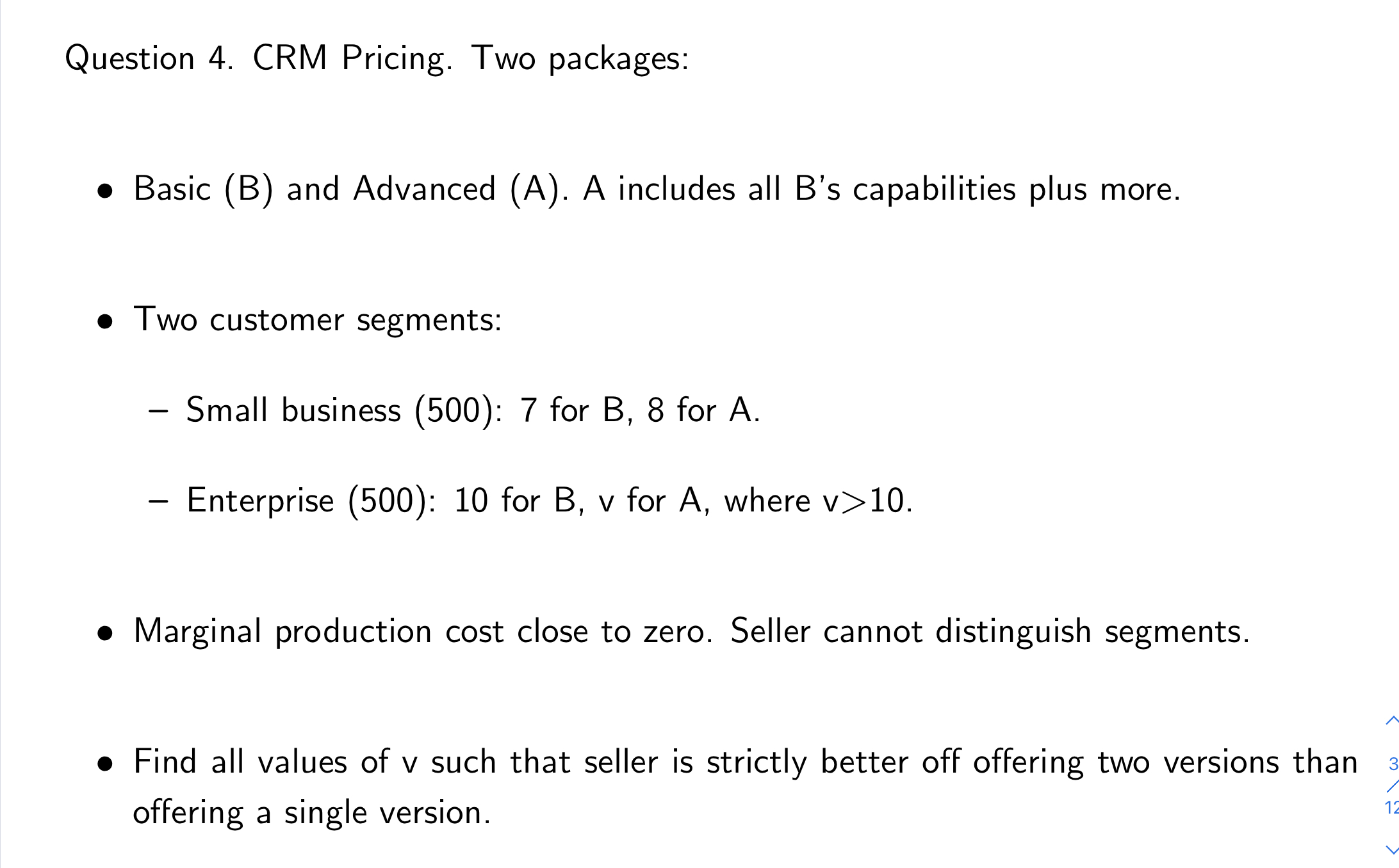 Solved Question 4. ﻿CRM Pricing. Two packages:Basic (B) ﻿and | Chegg.com