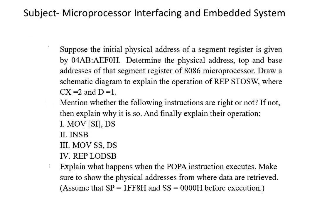 Solved Subject Microprocessor Interfacing And Embedded 