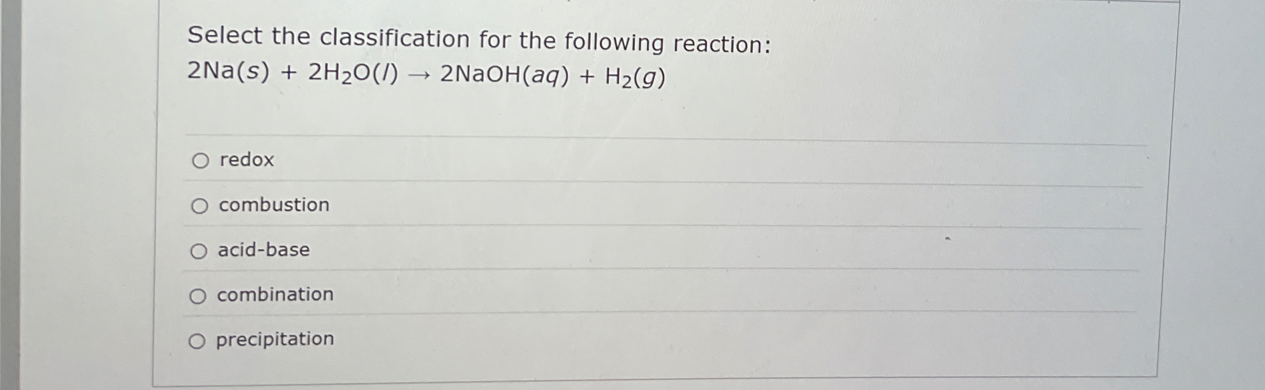 Solved Select the classification for the following | Chegg.com