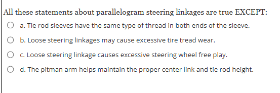 Solved All these statements about parallelogram steering | Chegg.com