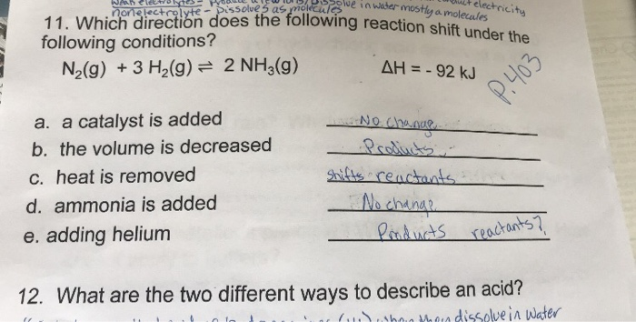 Solved which direction does the following reaction shift | Chegg.com