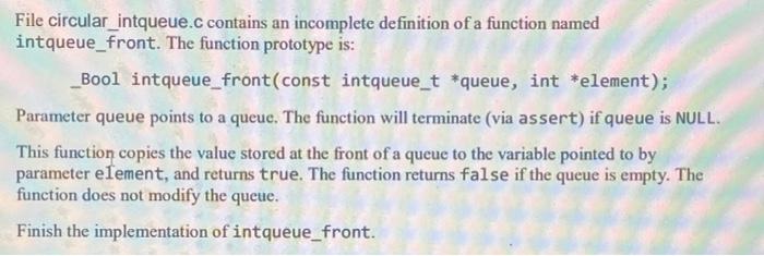Solved File circular_intqueue.c contains an incomplete | Chegg.com