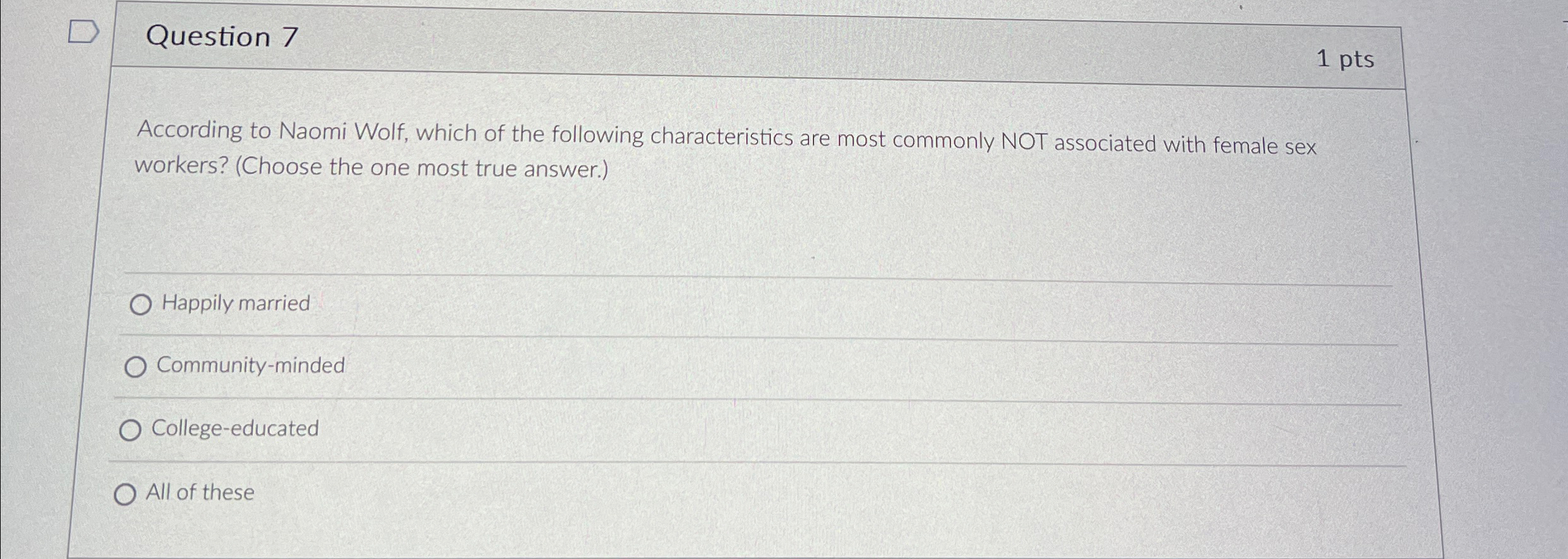 Solved Question 71 ﻿ptsAccording to Naomi Wolf, which of the | Chegg.com