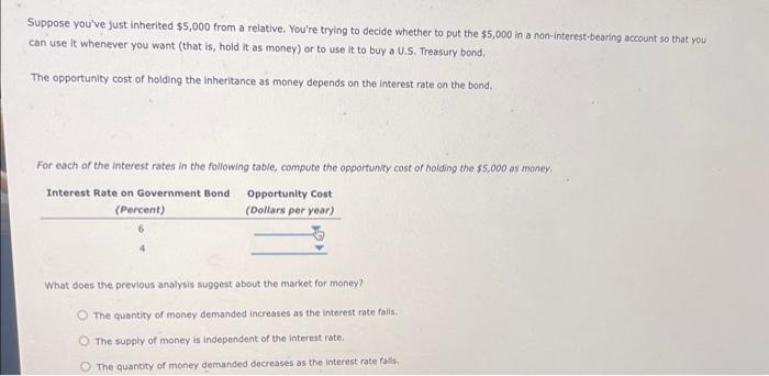 Solved Suppose you've Just inherited $5,000 from a relative. | Chegg.com