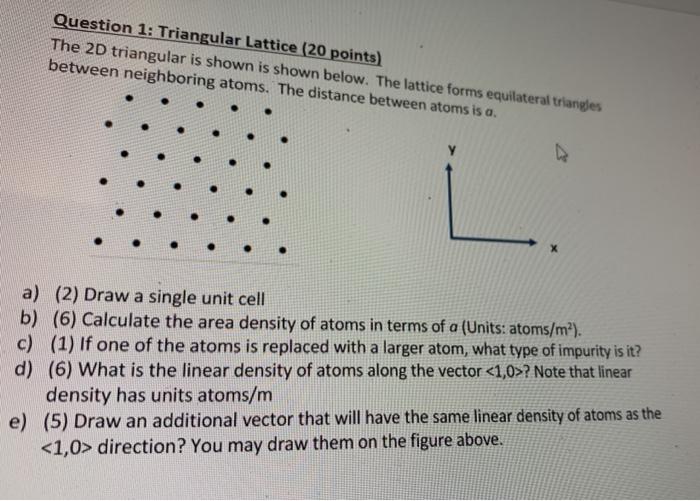 Solved Question 1: Triangular Lattice (20 points) The 2D | Chegg.com