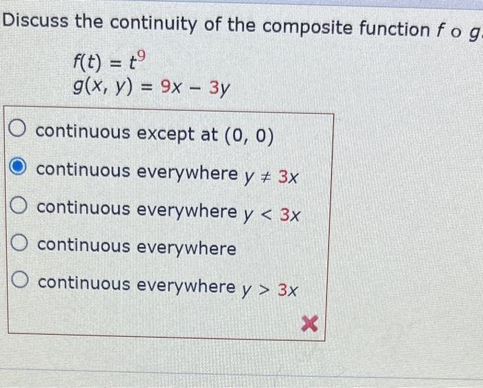 Solved Discuss the continuity of the composite function f∘g | Chegg.com