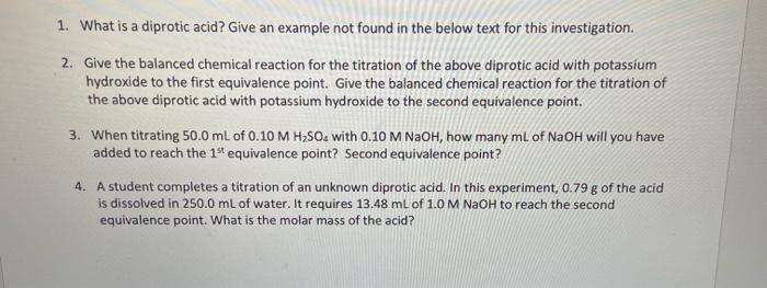 Solved 1. What is a diprotic acid? Give an example not found | Chegg.com