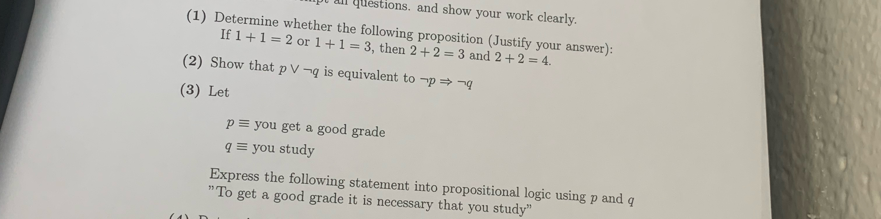 Solved questions. and show your work clearly.If 1+1=2 ﻿or | Chegg.com