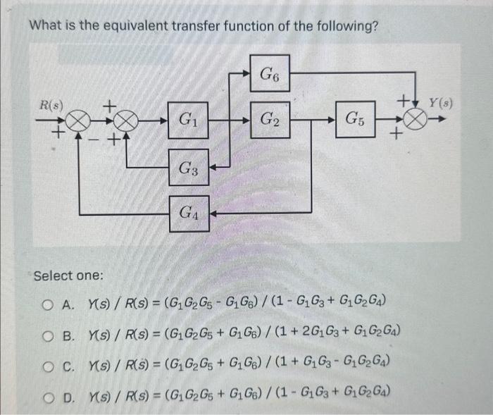 Solved What is the equivalent transfer function of the | Chegg.com