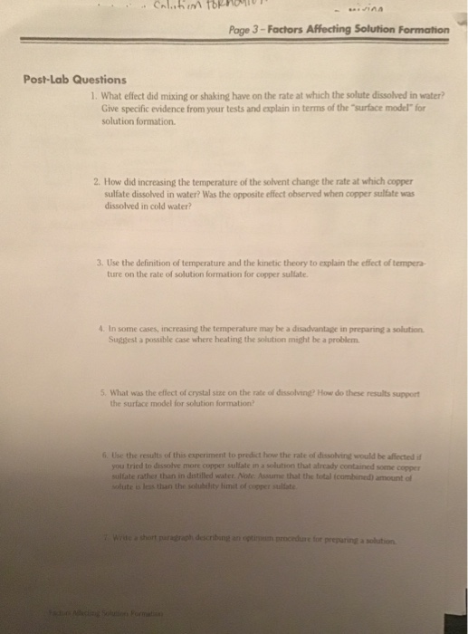 describe factors that affect the formation of solutions